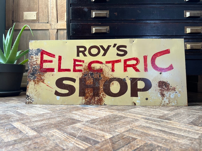 Vintage Electric Shop Sign Roys Electric Shop Hand Painted - Etsy