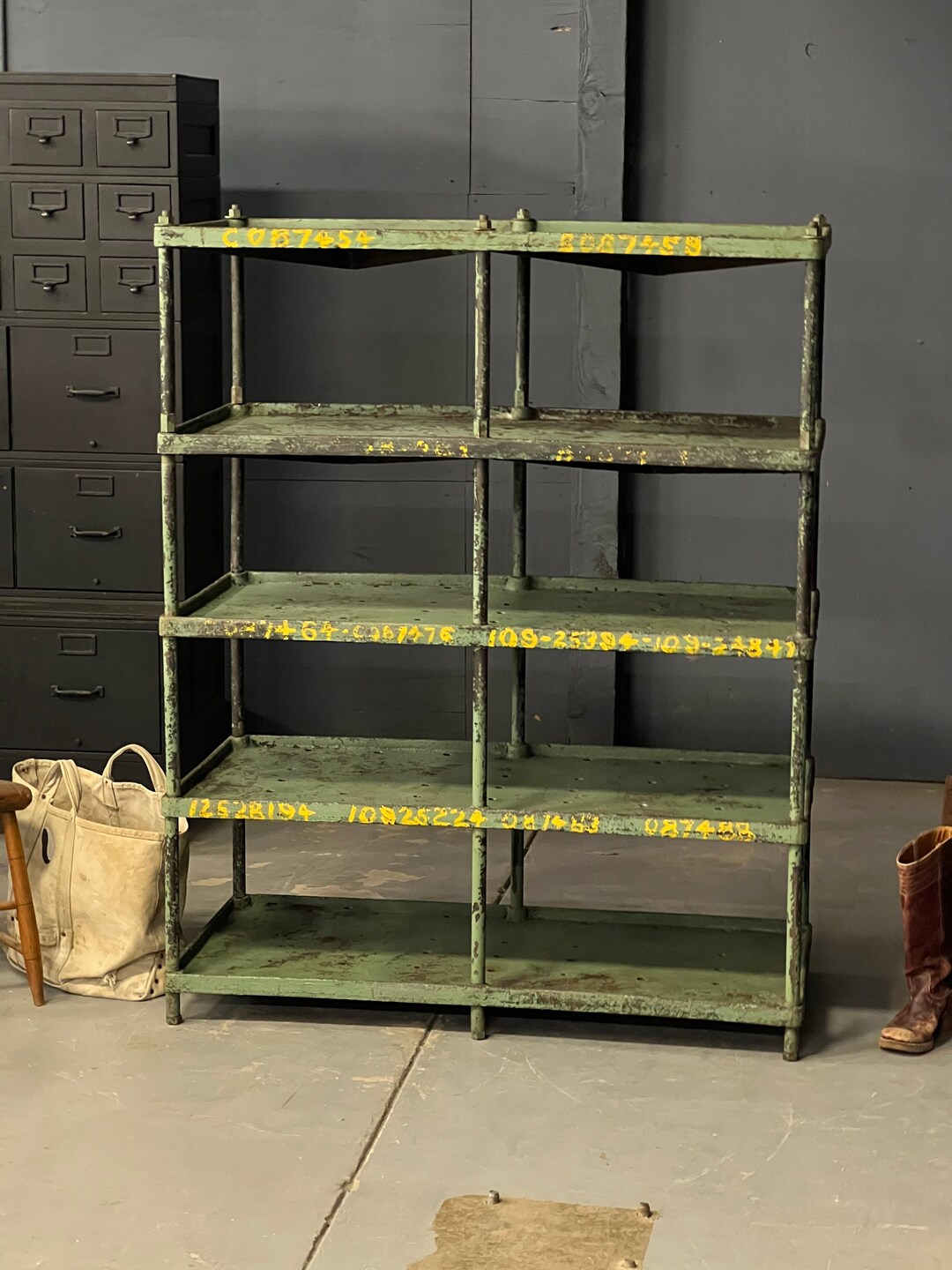 Antique Material Rack Shelving, Super Heavy Duty Cast Iron Factory ...