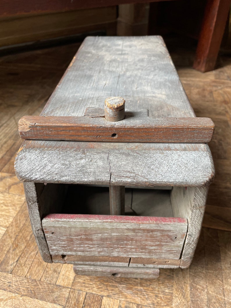 Large Antique Folk Art Wood Trolley Car, Primitive Toy, Industrial ...