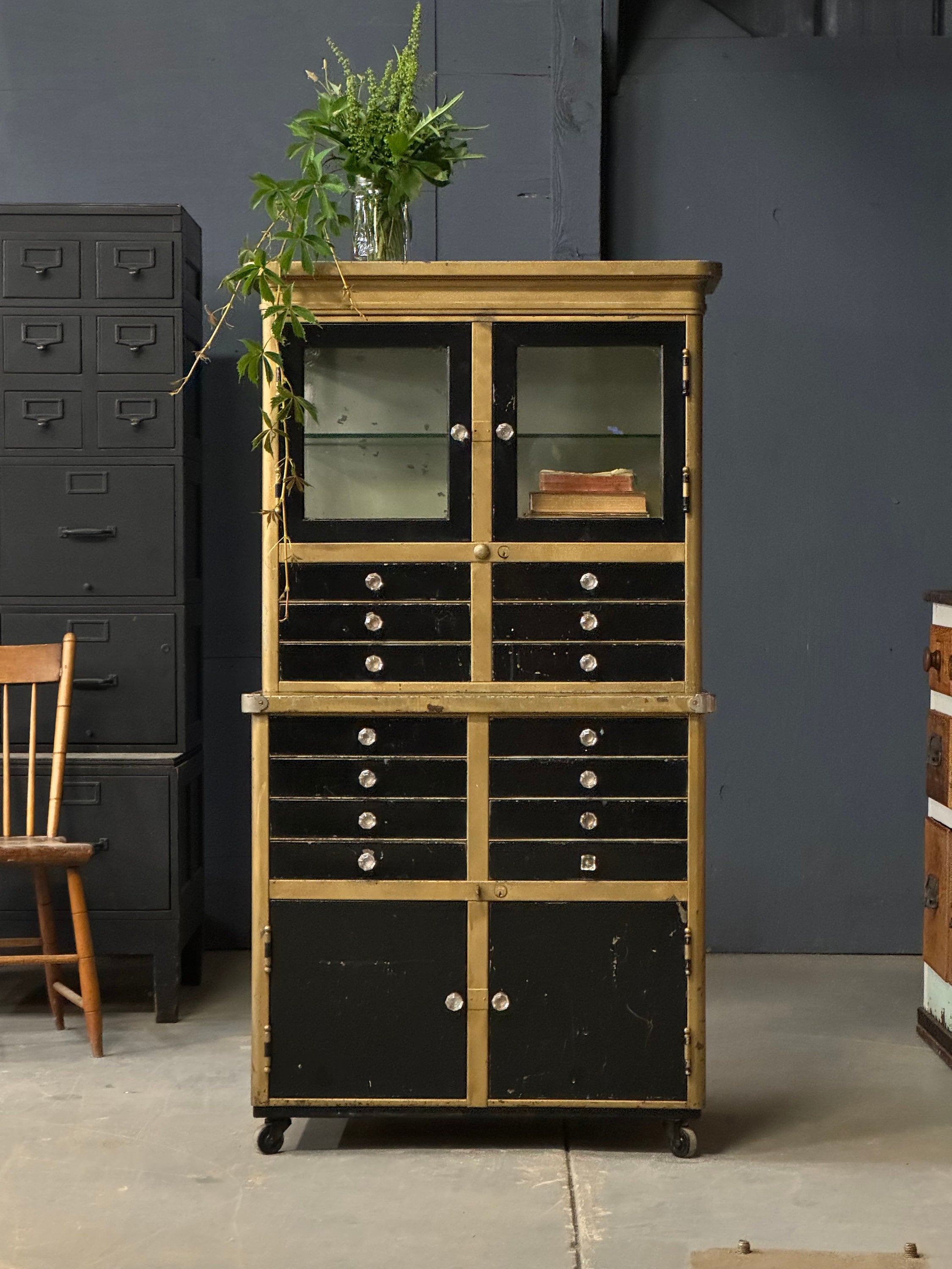 Vintage metal dentist cabinet store