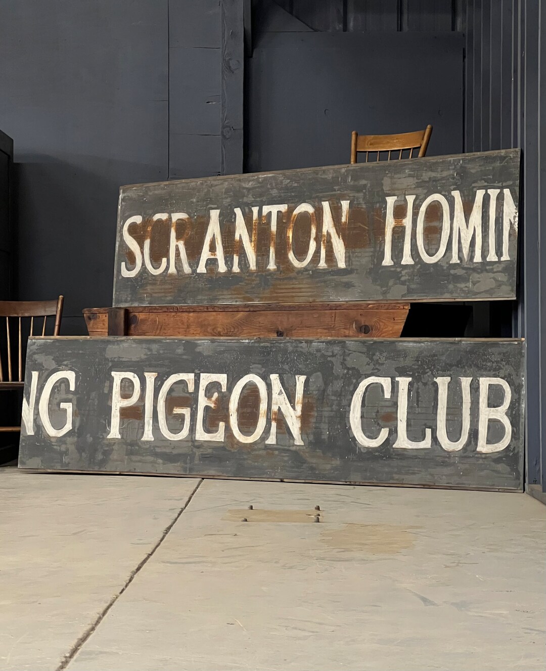 Large Antique Club Sign, Scranton Homing Pigeon Club, 16 FT Long ...