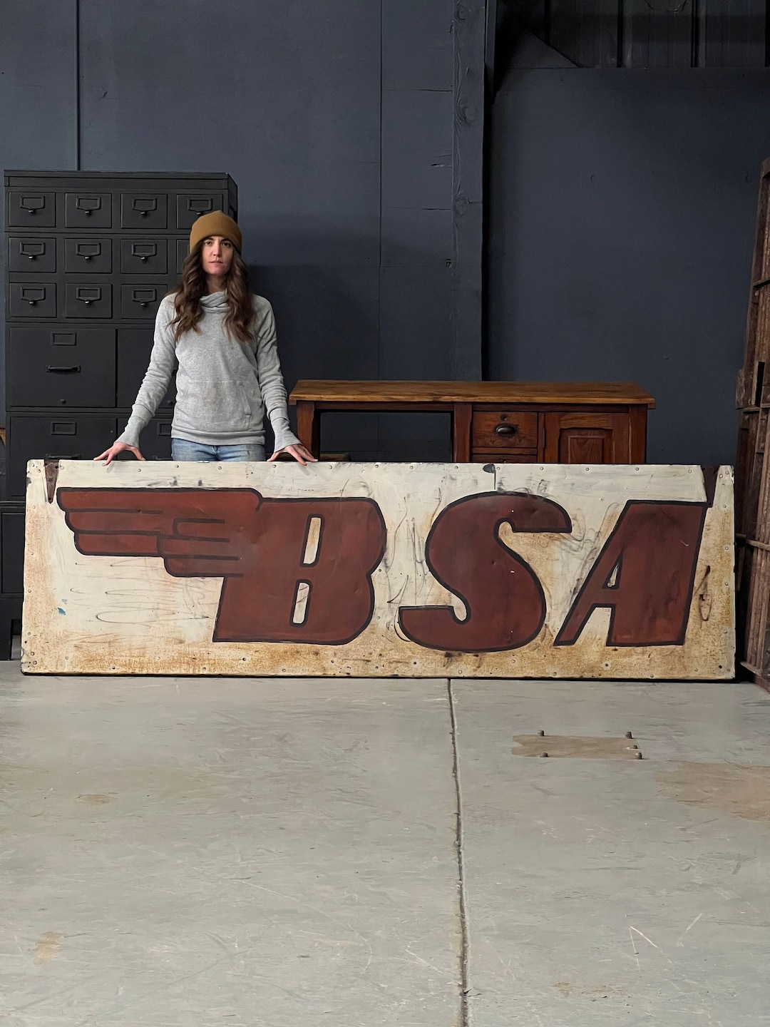 Large Hand Painted BSA Motorcycles Sign, Vintage BSA Sign, Birmingham ...
