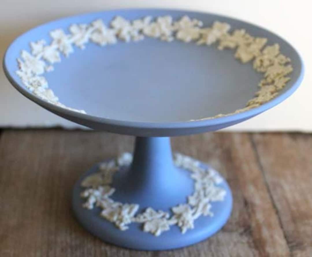 Vintage Blue & White Wedgwood Jasperware Compote - Collectible Stemmed ...