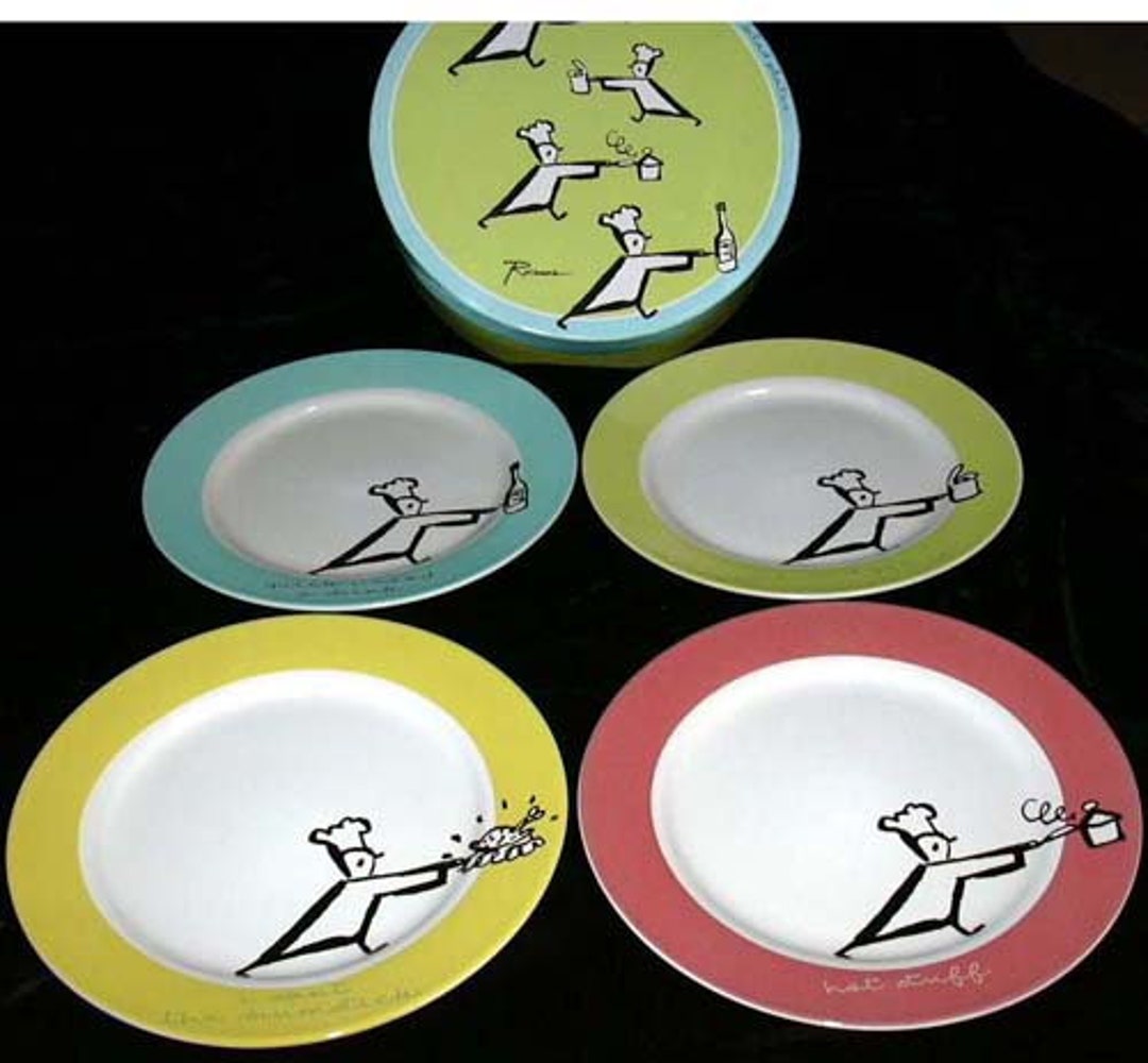 4pc Vintage Rosanna Chefs to Go Plates Stoneware Chefs to Go Salad ...
