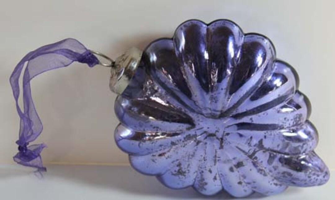 Purple Mercury Glass Heart Shaped Ornament - Heart Mercury Glass ...