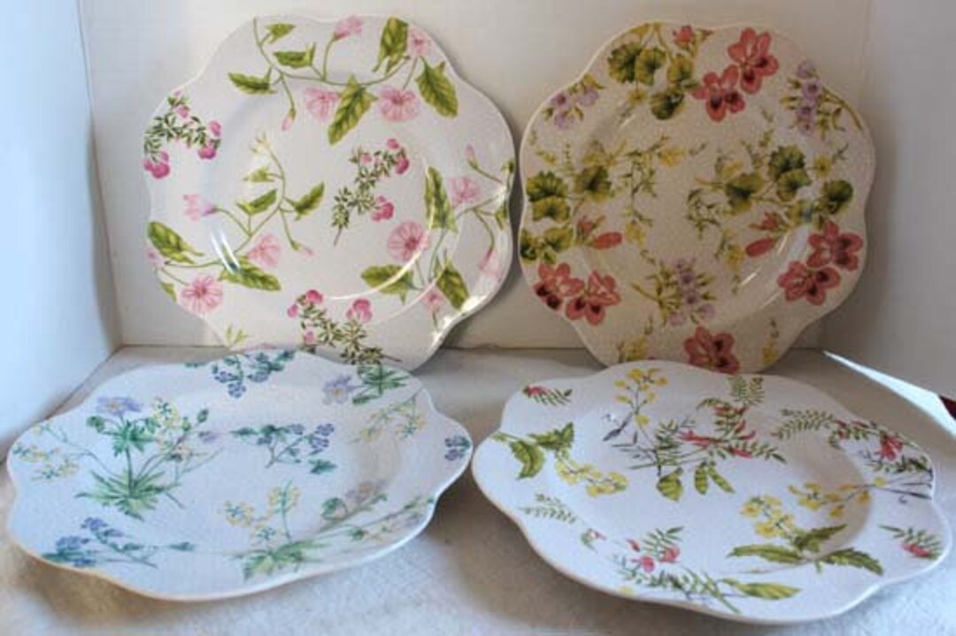 Set 4 Vintage Spode Botanical Plates - Collectible Spode Porcelain ...
