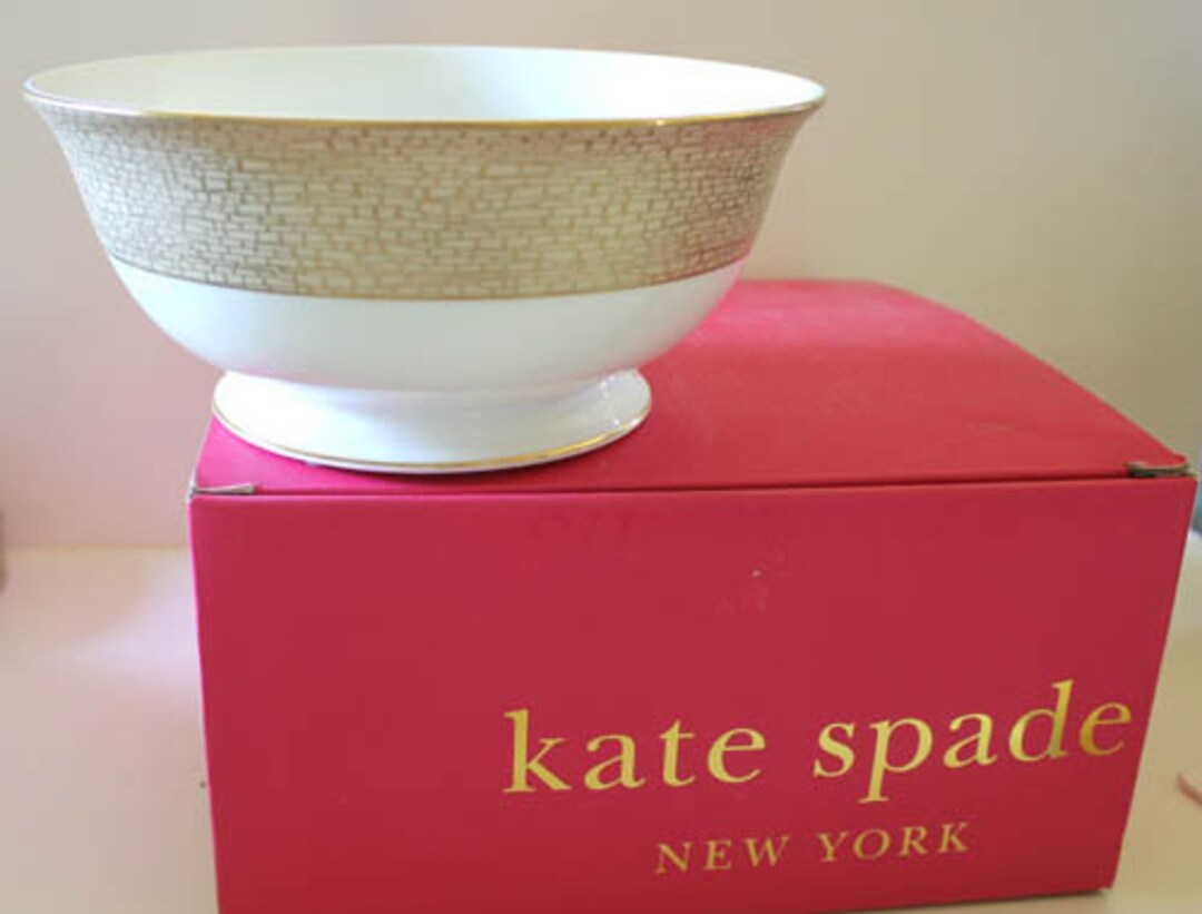 Kate Spade for Lenox Serving Bowl - Footed Porcelain Bowl - Gold ...