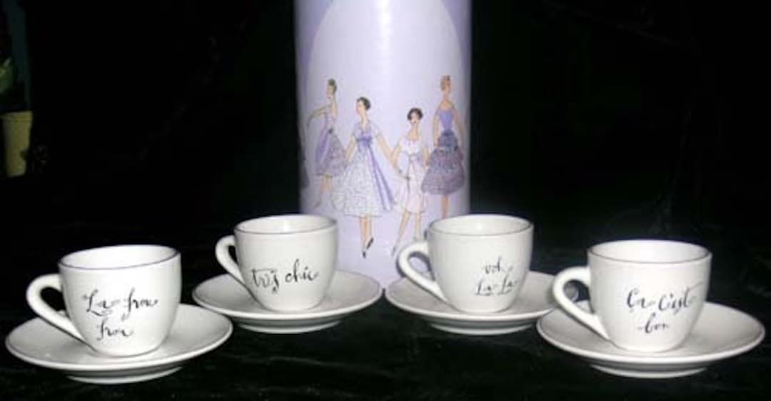 8 Pc Vintage Rosanna Espresso Cup and Saucer Set Lavender Espresso Set ...