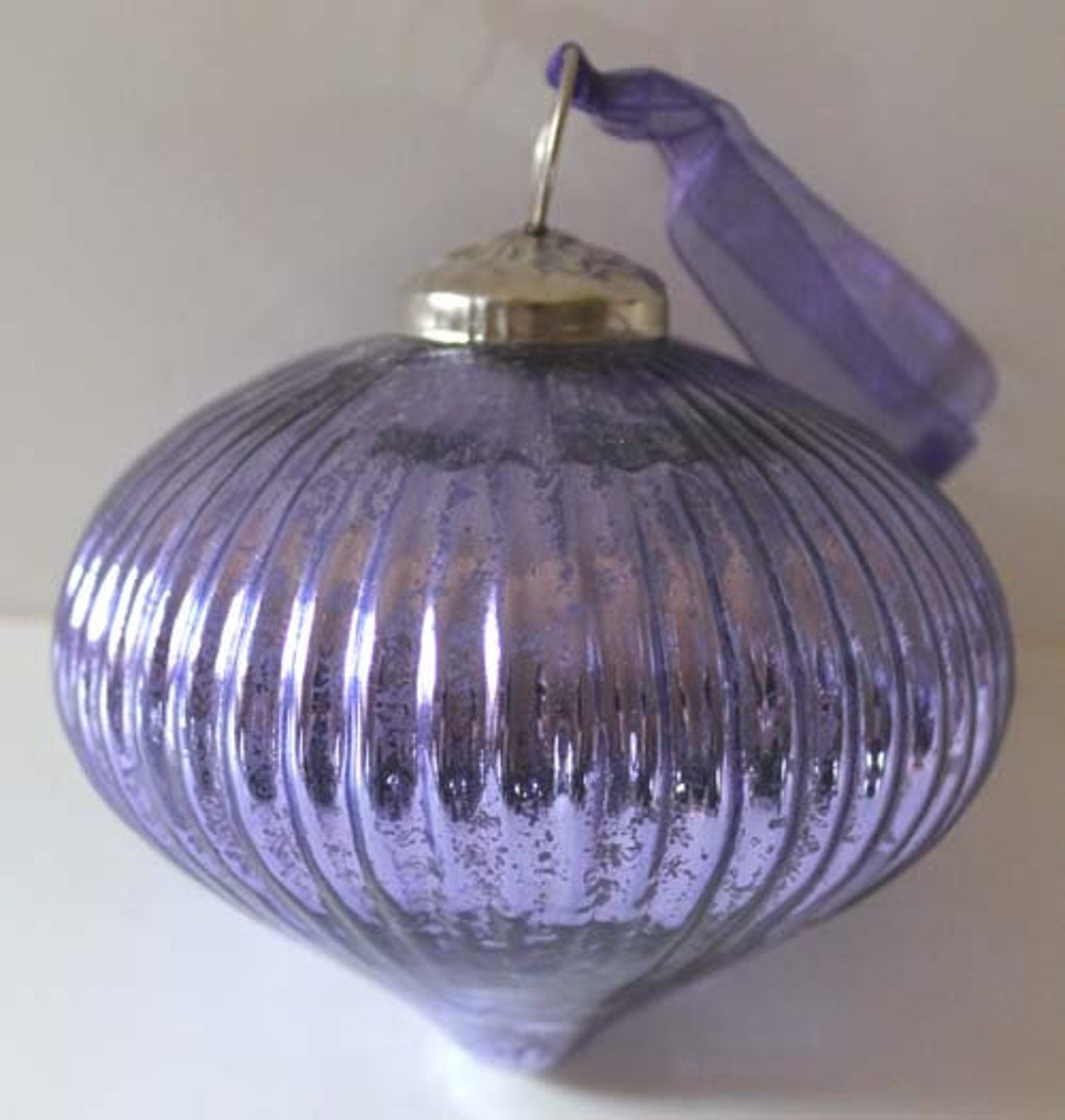 Purple Mercury Glass Ornament Embossed Mercury Glass Ornament Purple ...