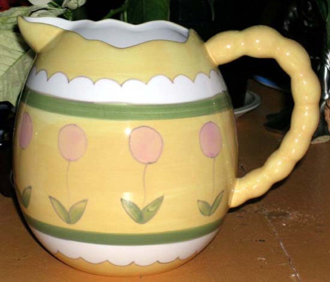 La Dolce Vita Spring Tulips Pitcher - Stoneware Egg Hunt Easter Egg ...