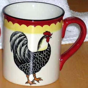 Hand Painted Farm Country Rooster Coffee Mug - Colorful Rooster Cocoa ...