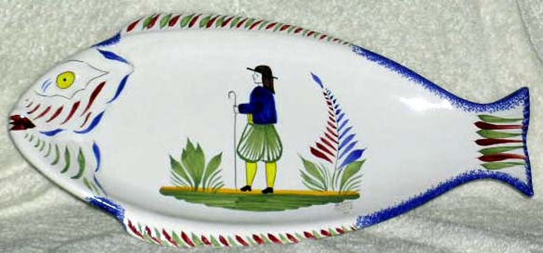 Keraluc Quimper France Platter - Quimperware Fish-shaped Serving Plate ...