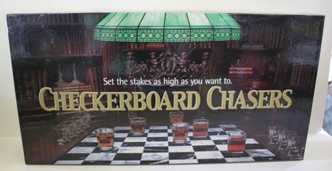 25 Piece Checkerboard Chasers Checkers Drinking Game Checkerboard With ...