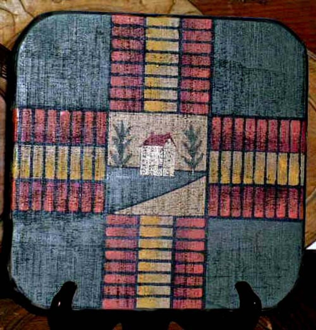 Vintage Primitives by Kathy Hand Painted Saltbox House Plaque - Wooden Folk Art Game Board Wall ...