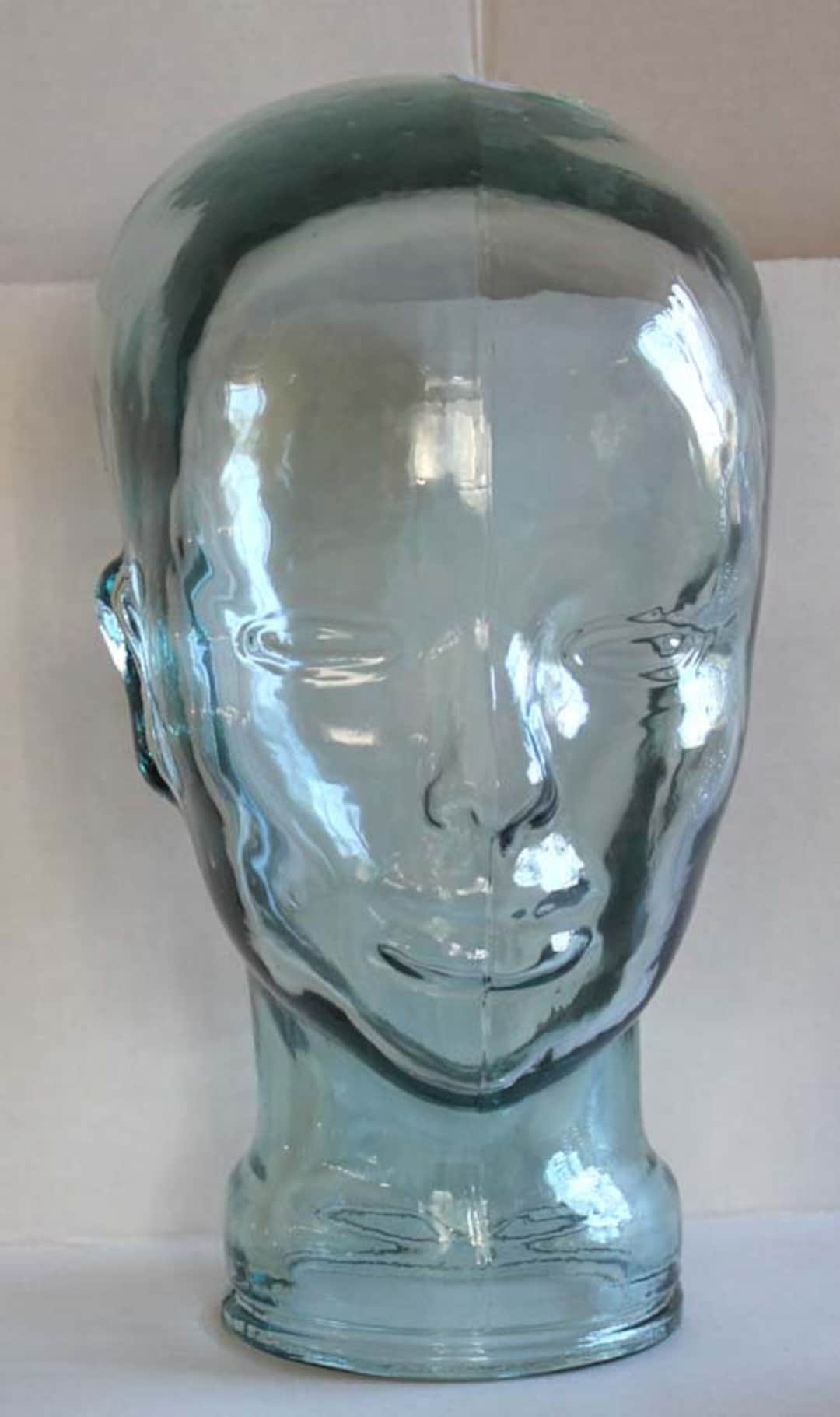 Vintage Green Glass Head - Androgenous Male Female Head - Handmade ...