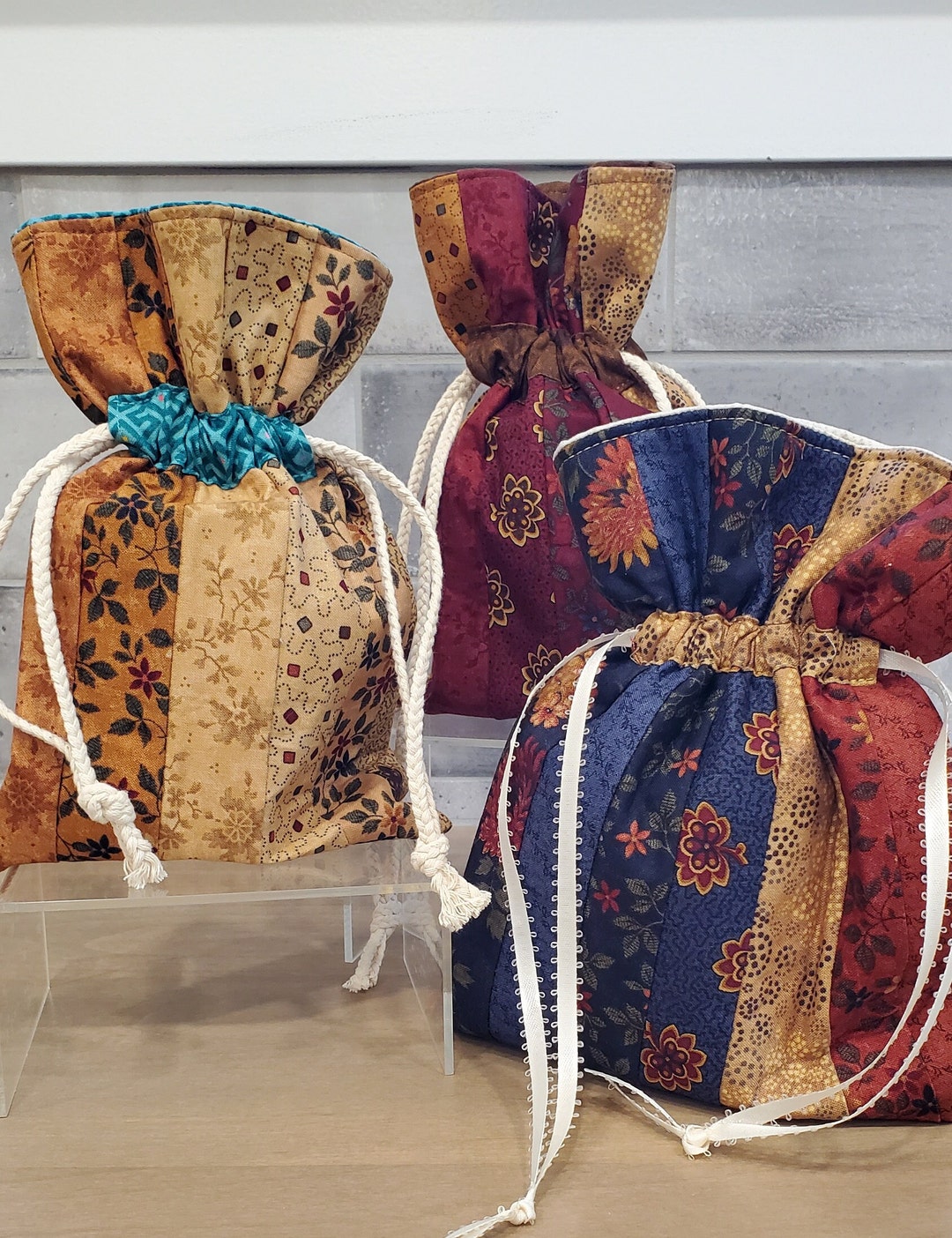 Cloth Gift Bags Reusable Gift Bags Fully Lined Drawstring Bags Double ...