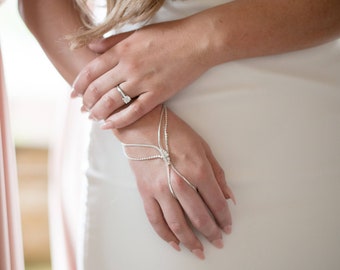 Gypsy Silver Finger Bracelet CZ Hand Chain Crystals Hand | Etsy
