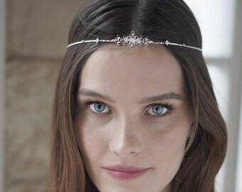 White Forehead Circlet Bridal Jewelry Headband Art Deco Wedding Flapper ...