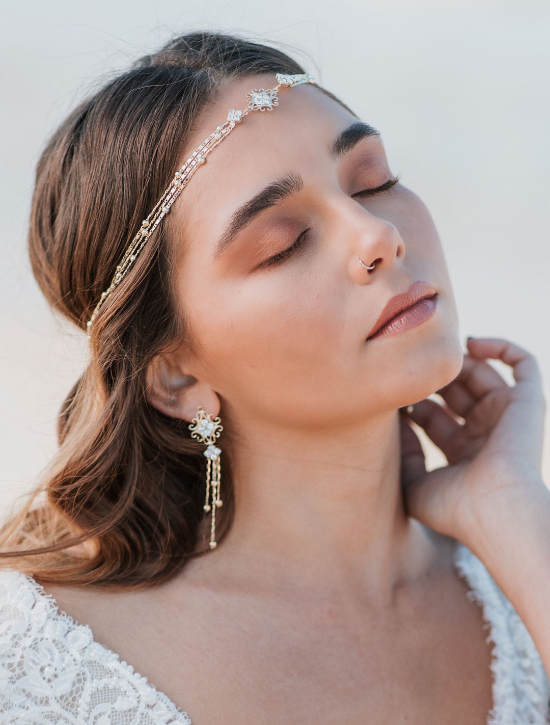 Bridal Boho Headpiece , Bridal Forehead Chain - Etsy