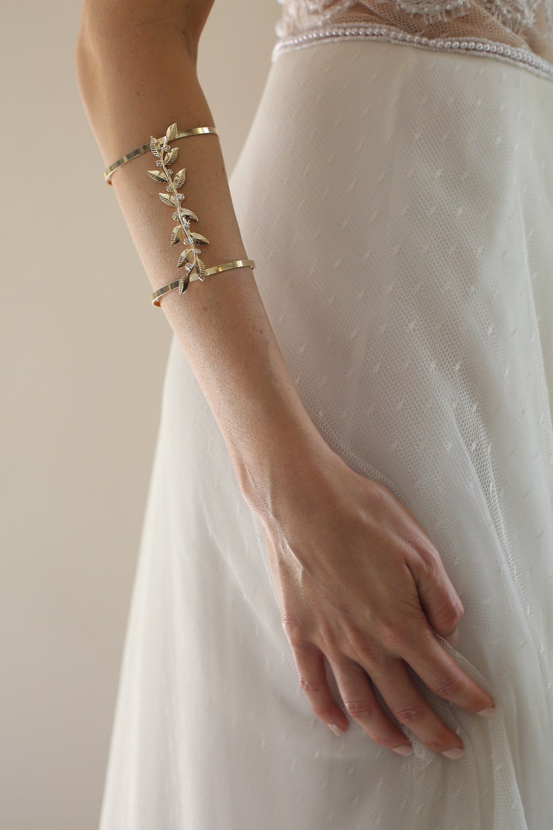 Wedding bracelet Bridal leaf arm cuff | Etsy