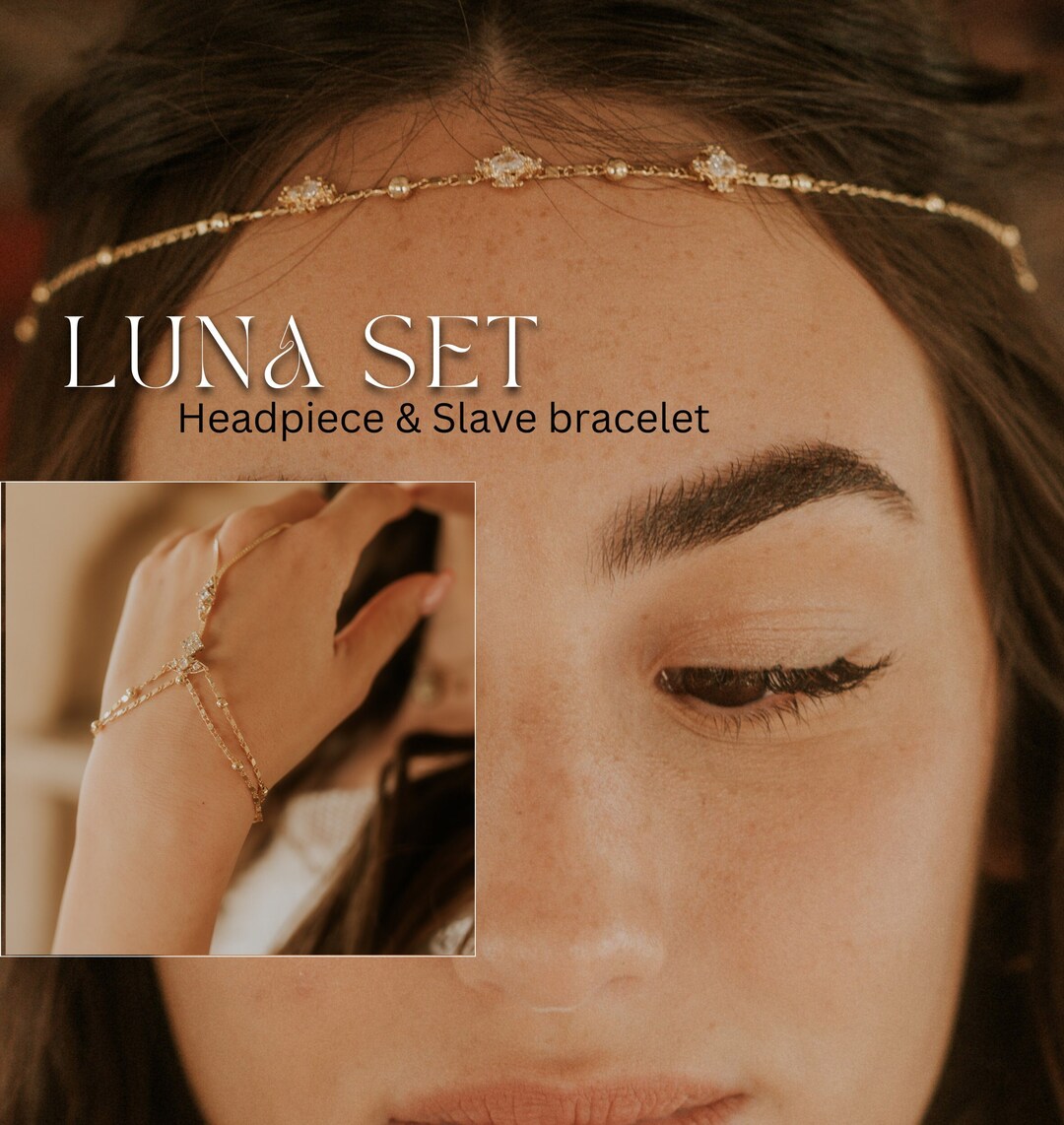 Boho Wedding Jewelry Set ,forehead Chain, Ring Slave Bracelet - Etsy