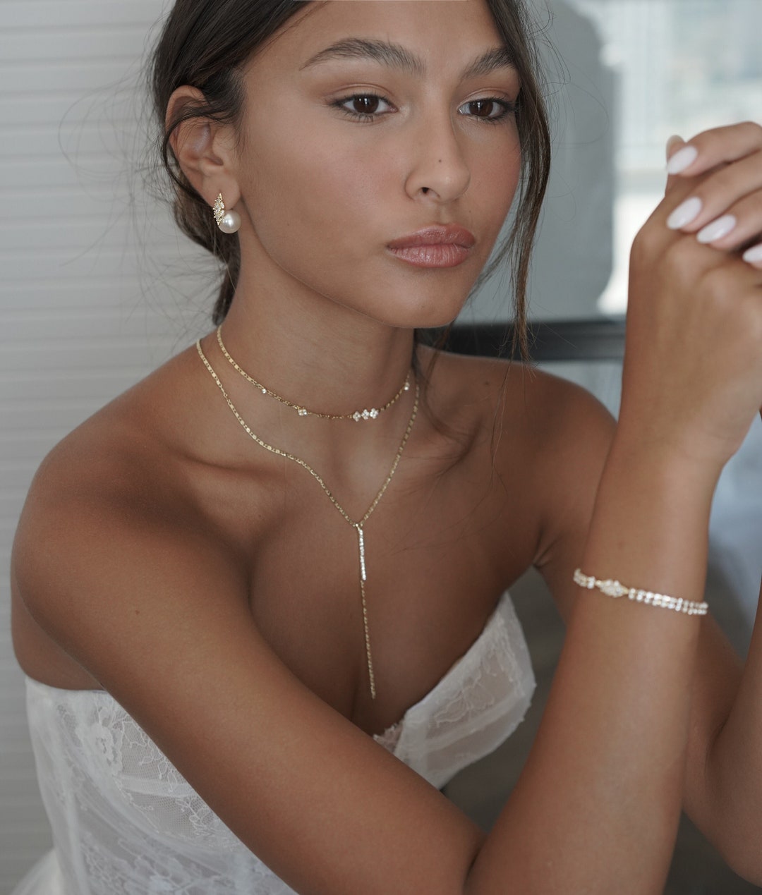 Bridal Lariat Necklace Gold Lariat Necklace Bohemian Necklace Long Y Necklace Wedding
