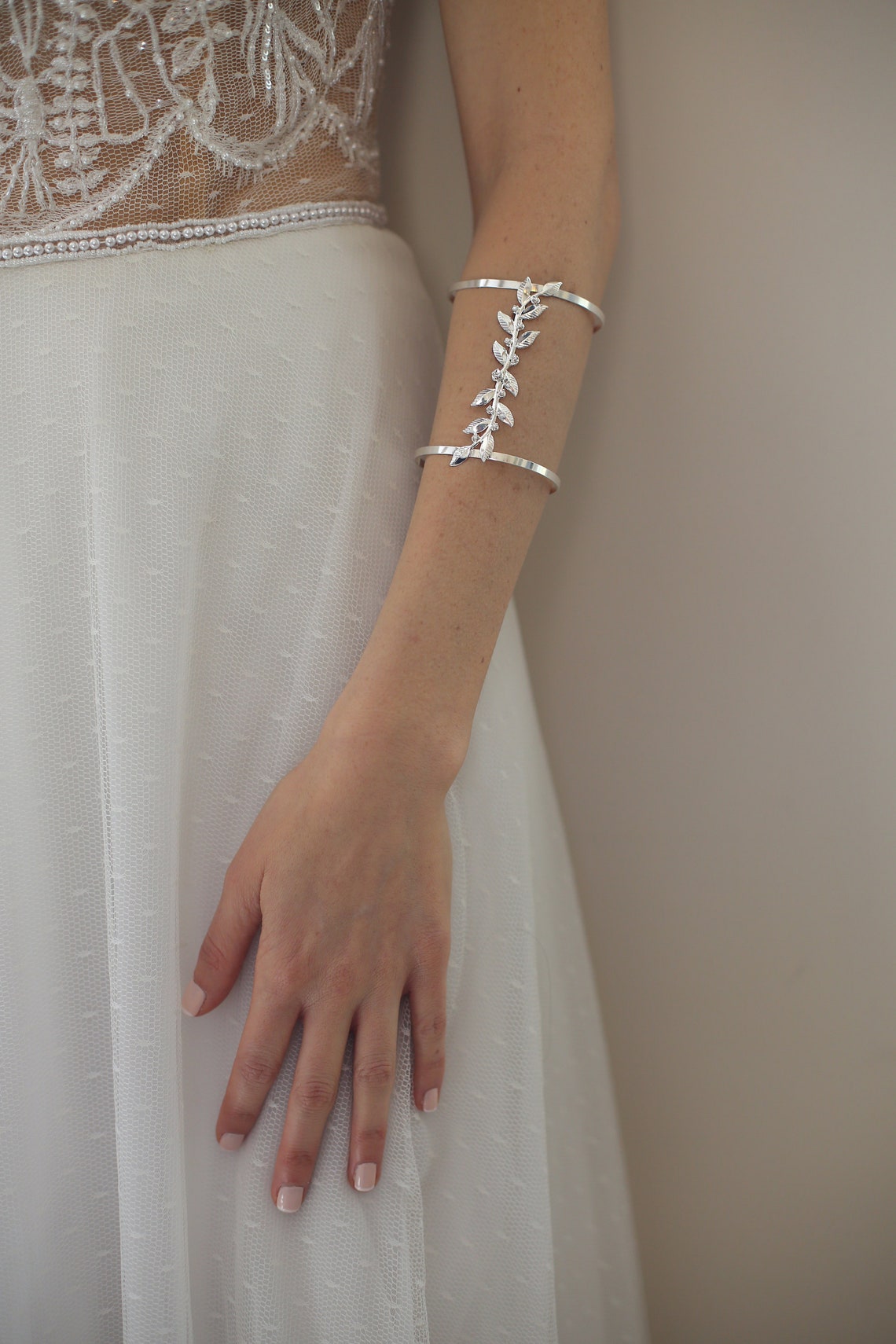 Wedding bracelet Bridal leaf arm cuff | Etsy