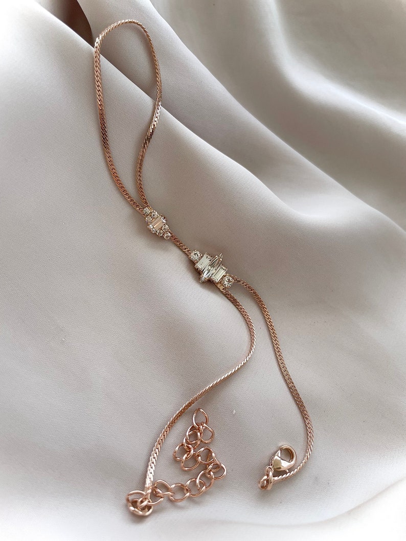 Gypsy Gold Finger Bracelet, CZ Hand Chain, Crystals Hand Chain, Rose ...