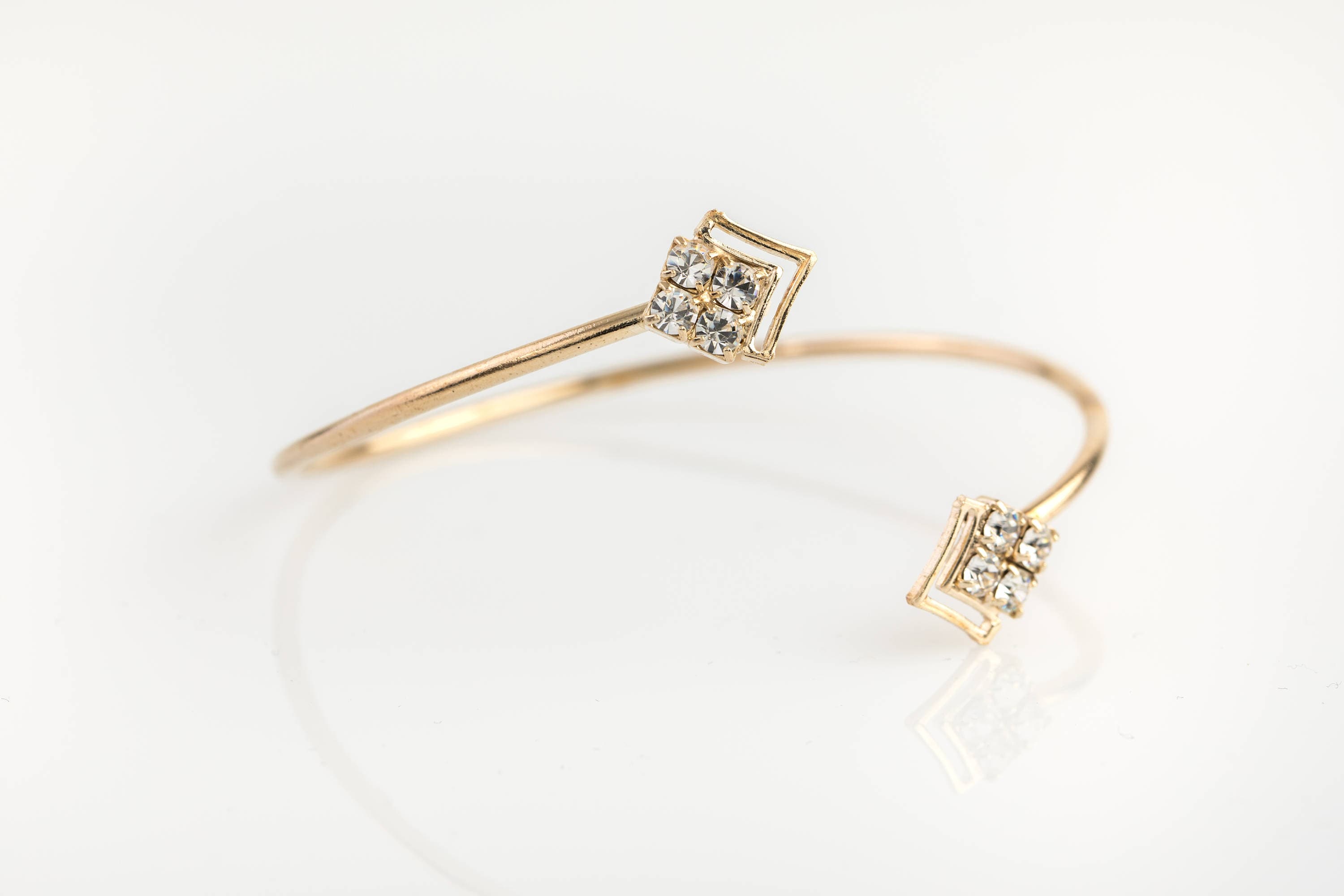 Crystal Open Cuff Bangle Bracelet, 14K Gold Plated, Wedding Jewelry - Etsy