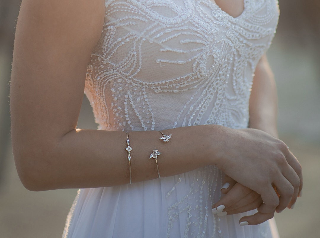 Adjustable Gold Swarovski Crystal Upper Arm Cuff, Bohemian Arm Wrap - Etsy