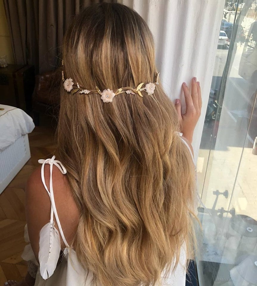 Gold Leaf Wedding Tiara, Powder Silk Flower Bridal Headpiece - Etsy