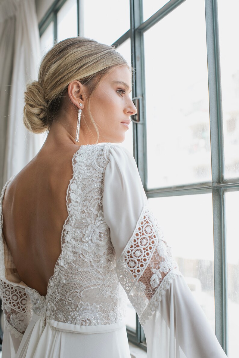 Bridal Crystal Ear Jacket Earrings, Long Dangle, Back Front Earrings - Etsy