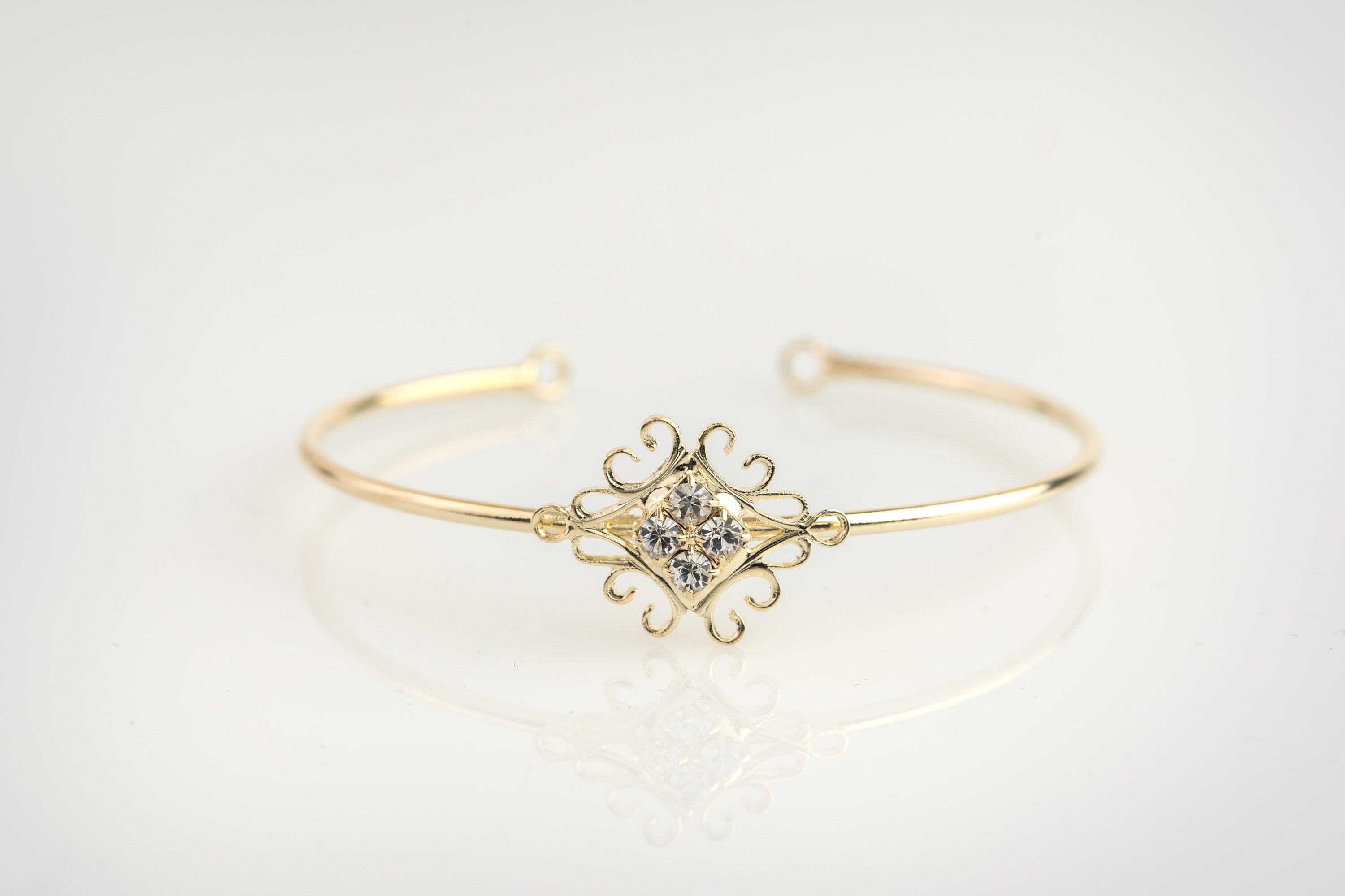Bridal Wedding Arm Band Bracelet, Gold Crystal Bangle - Etsy