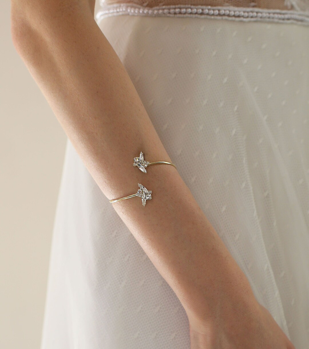 Adjustable Gold Swarovski Crystal Upper Arm Cuff, Bohemian Arm Wrap - Etsy