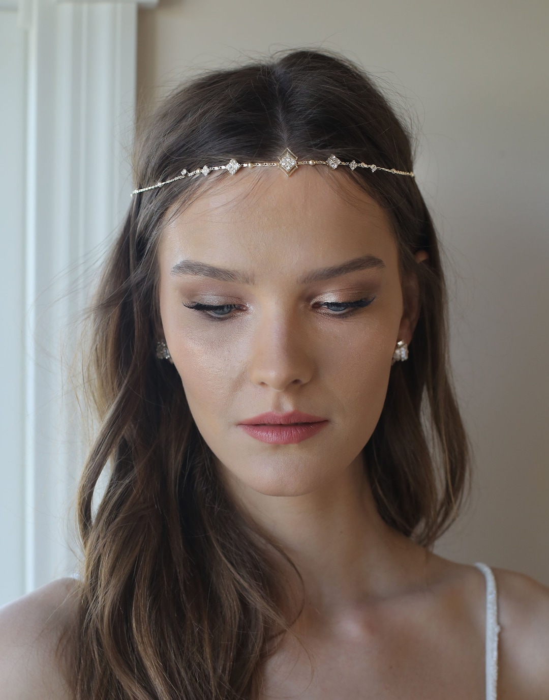 Bridal Forehead Headband, Bridal Hair Piece, Forehead Chain - Etsy