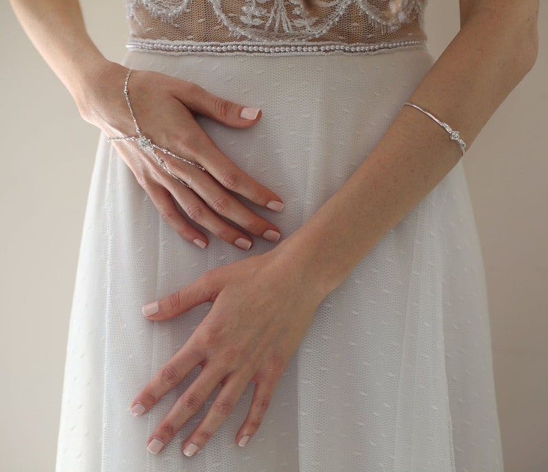 Gold Hand Chain Bracelet, CZ Crystal Slave Bracelet, Boho Chic - Etsy