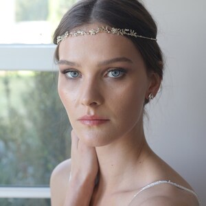 Dainty Bohemian Bridal Crystal Forehead Crown, Silver Rose Gold - Etsy