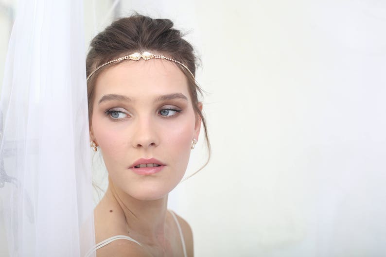 Wedding Headpiece Bridal Forehead Band Boho Headband Bridal Etsy Uk