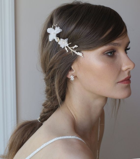 Bridal Gold Silk Flower Hair Pin | Etsy