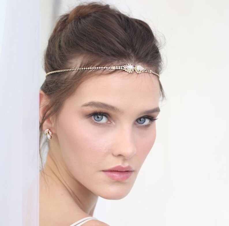 Wedding Headpiece Bridal Forehead Band Boho Headband Bridal Etsy