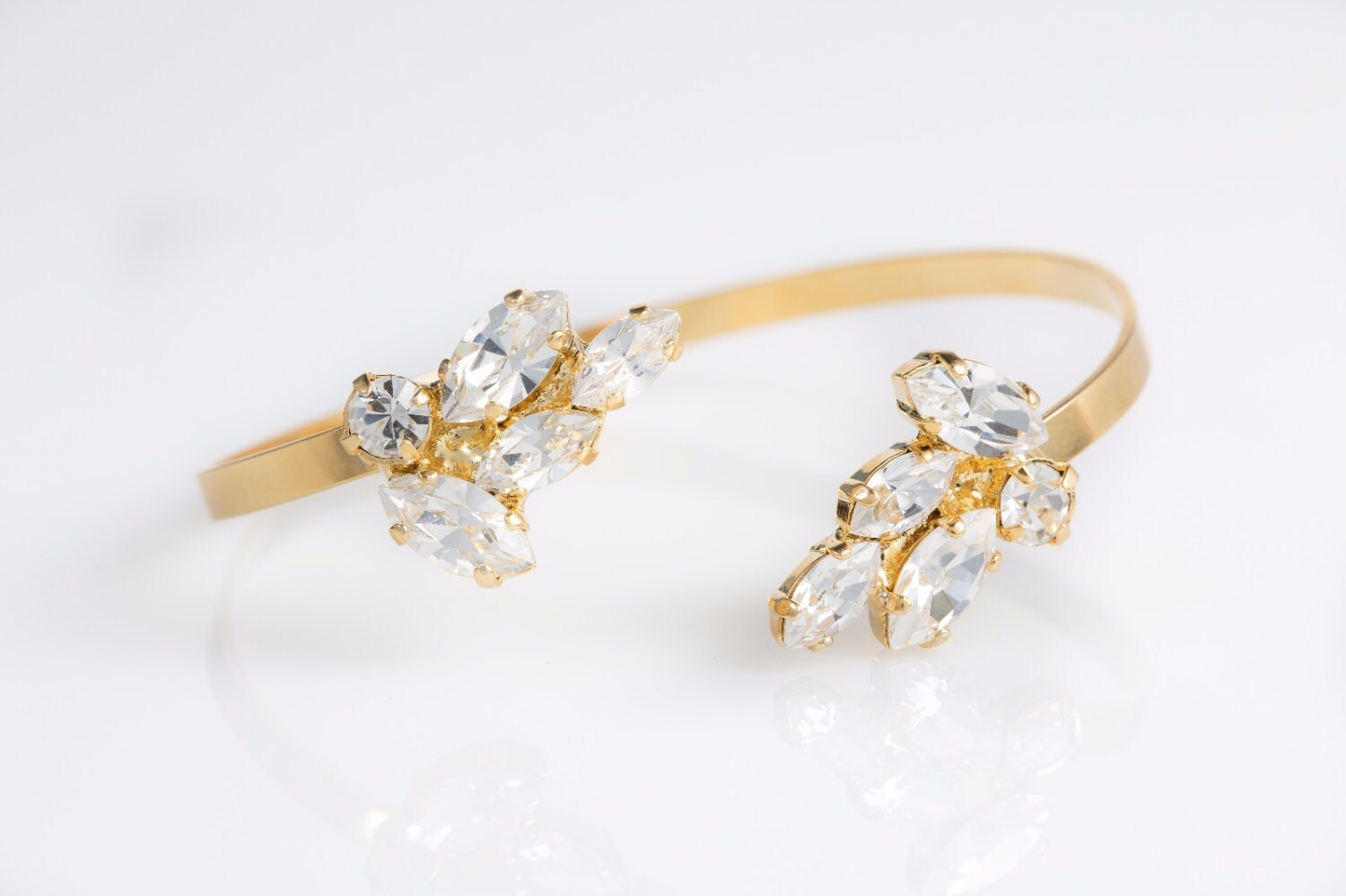 Wedding Bracelet Open Cuff Bangle Swarovski crystal | Etsy