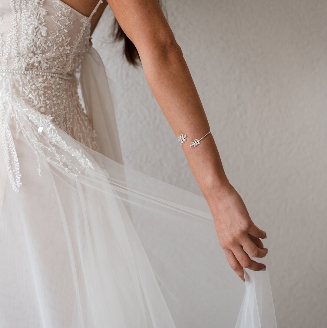 Delicate Gold or Silver Bridal Arm Bracelet - Etsy