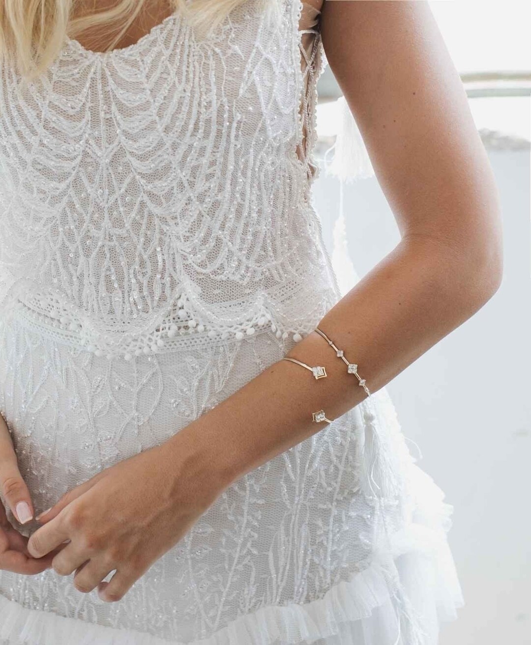 Wedding Crystal Upper Arm Cuff - Bohemian Arm Wrap - Etsy
