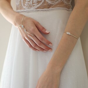 Gypsy Gold Finger Bracelet, CZ Hand Chain, Crystals Hand Chain, Rose ...