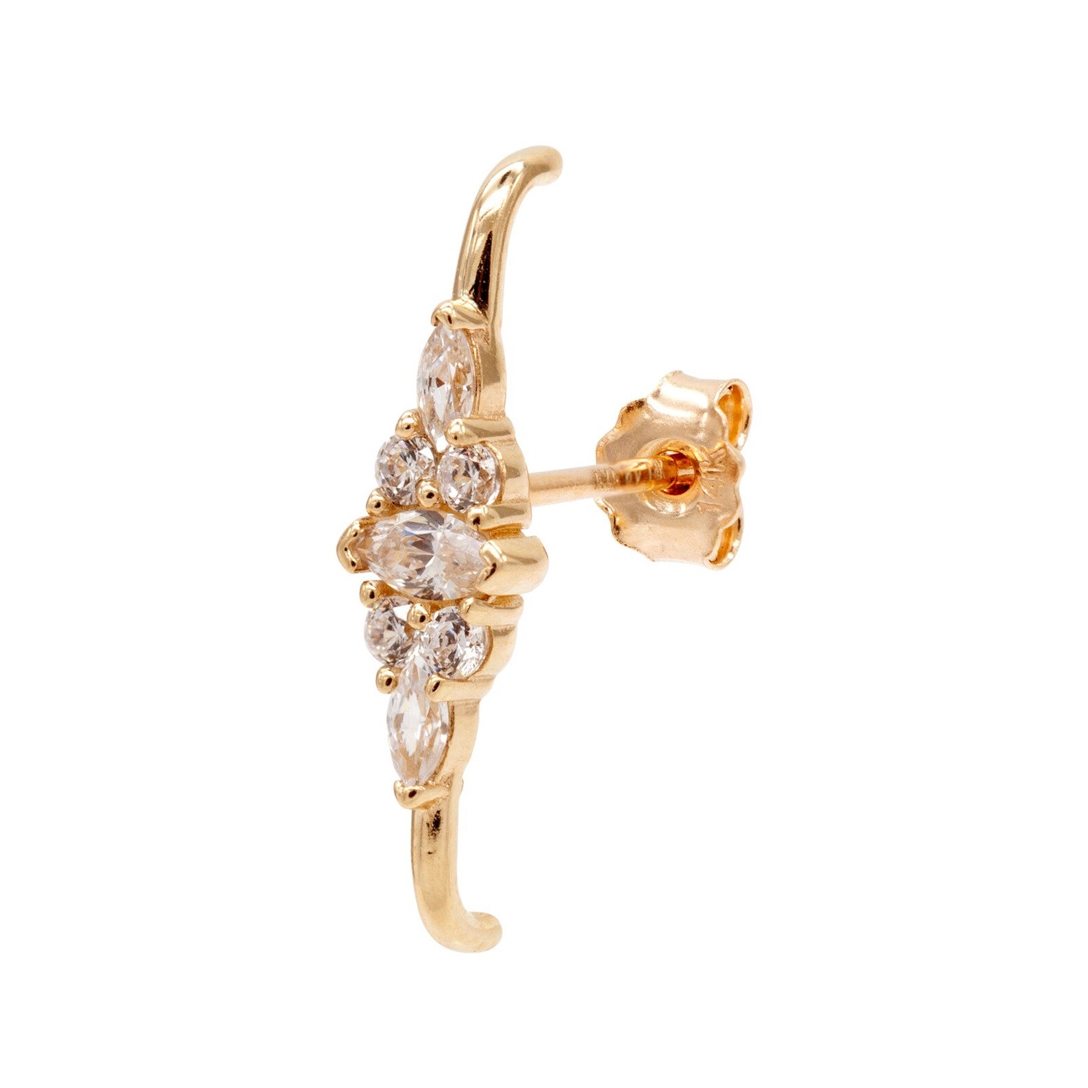 Bridal Lobe Cuff Earrings , 14 Karat Solid Gold Lobe Piercings, Ear ...