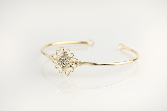 Bridal Wedding Arm Band Bracelet Gold Crystal Bangle | Etsy