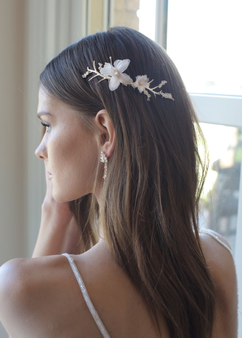 Bridal Gold Silk Flower Hair Pin | Etsy