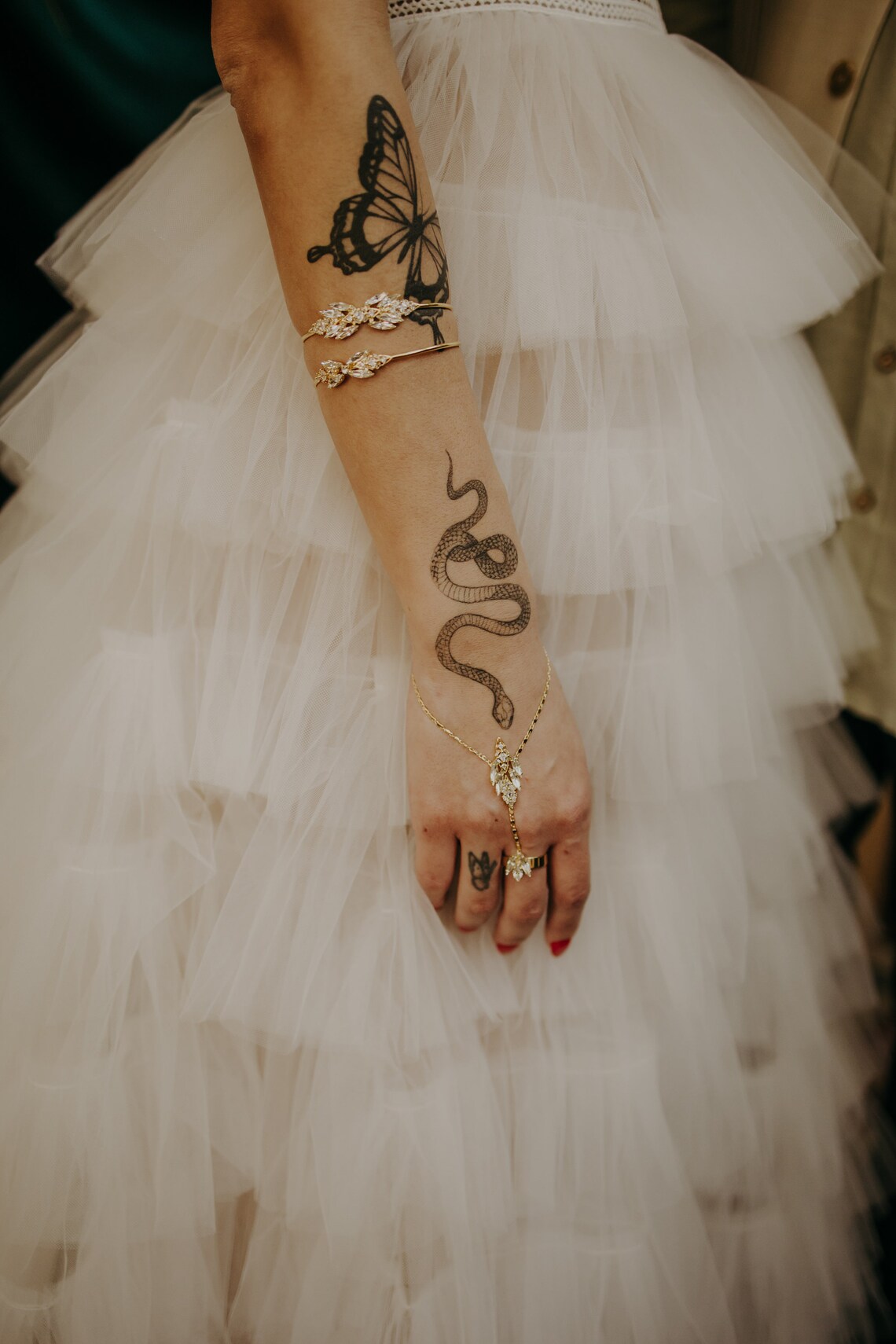 Gypsy Gold or Silver Finger Bracelet CZ Hand Chain Crystals - Etsy