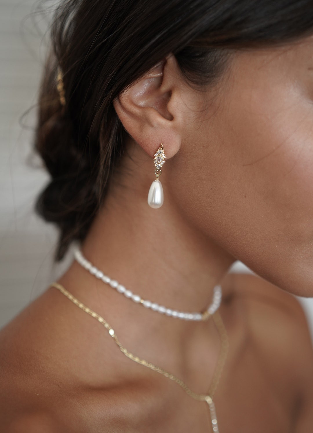 Teardrop Pearl Earrings Gold, Brides Jewelry, Bride Jewelry, Drop Pearl Earrings, Bridal ...