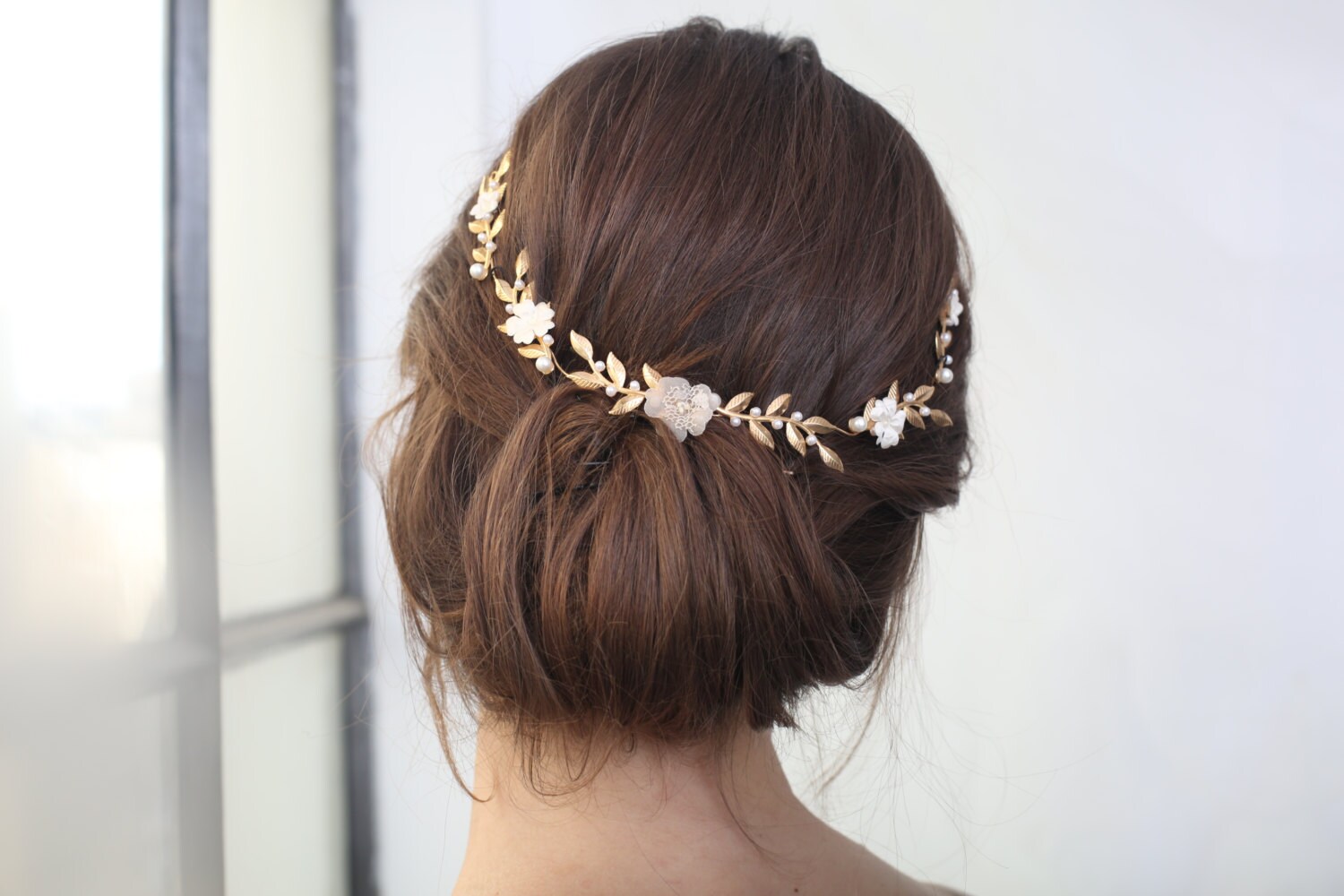 Gold Leaf Wedding Headpiece, Bridal Hair Tiara With Pearls - Etsy